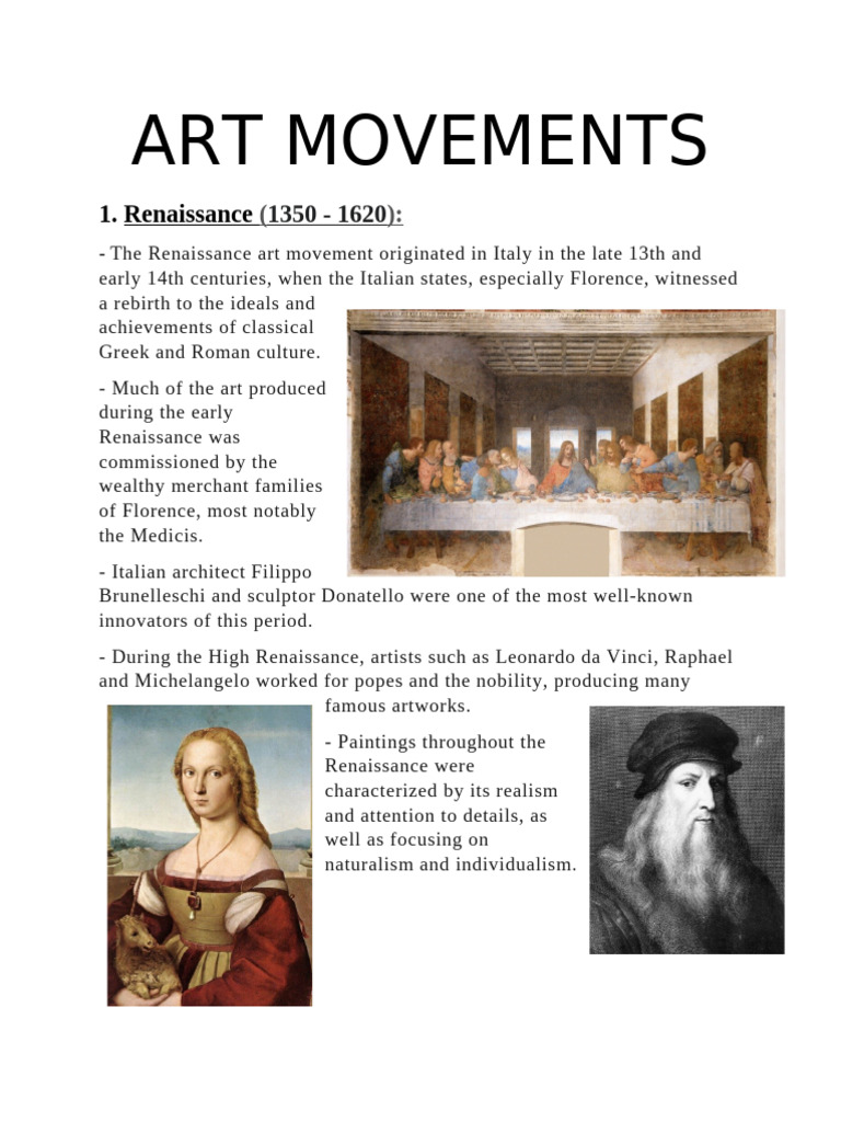 ART MOVEMENTS | PDF | Renaissance | Impressionism
