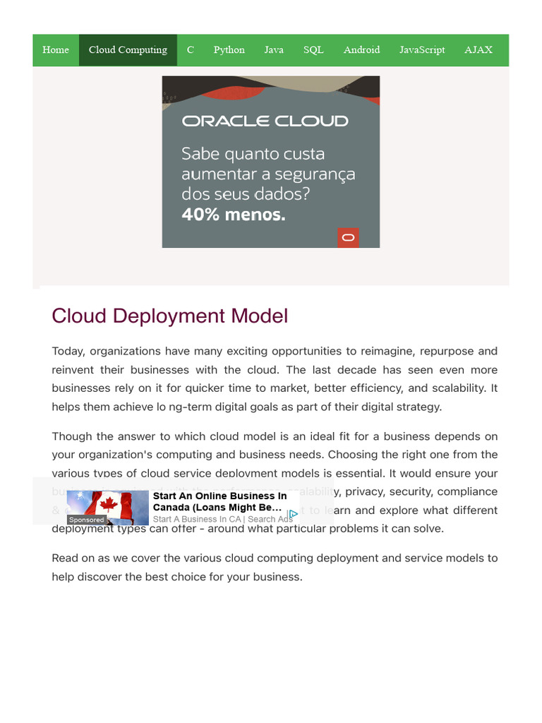 Cloud Deployment Model - Javatpoint | PDF | Cloud Computing | Software ...