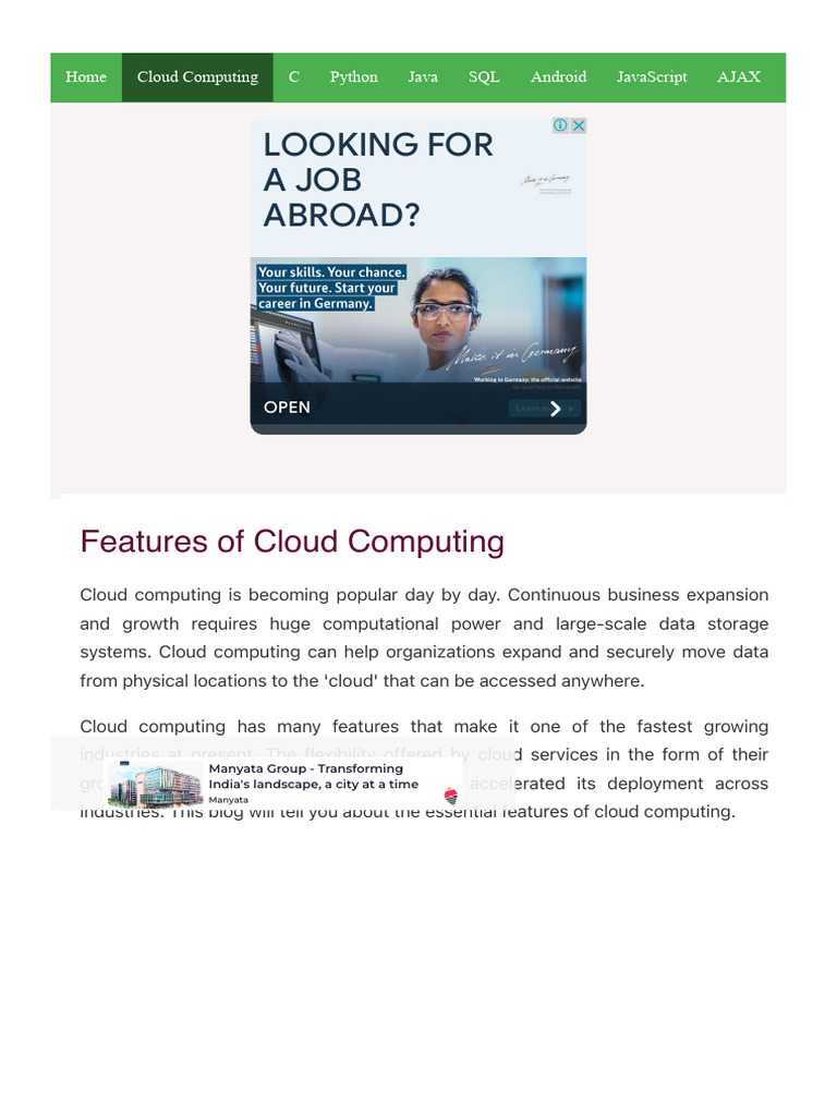 Features of Cloud Computing - Javatpoint | PDF | Cloud Computing | Scalability
