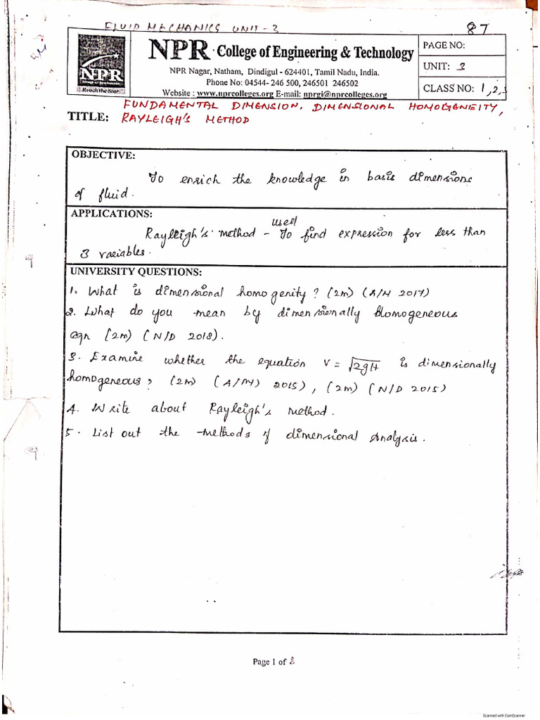 Buckingham Pi Theorem and Rayleigh Method | PDF