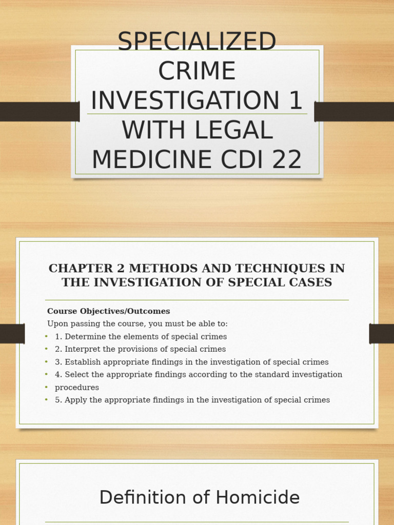 Homicide Investigation Methods and Elements | PDF | Murder | Common Law