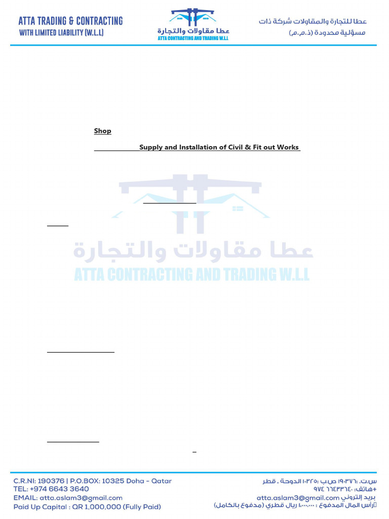 Quotation for Shop Fit-Out Works | PDF | Home & Garden | Computers