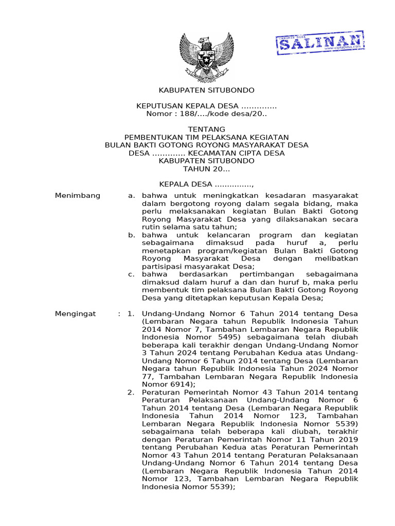 SK - BBGRM Desa | PDF