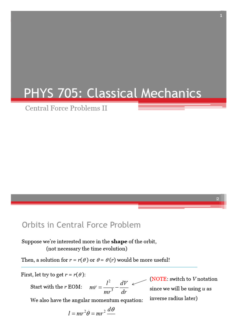 010 Central Force II | PDF | Oscillation | Physics