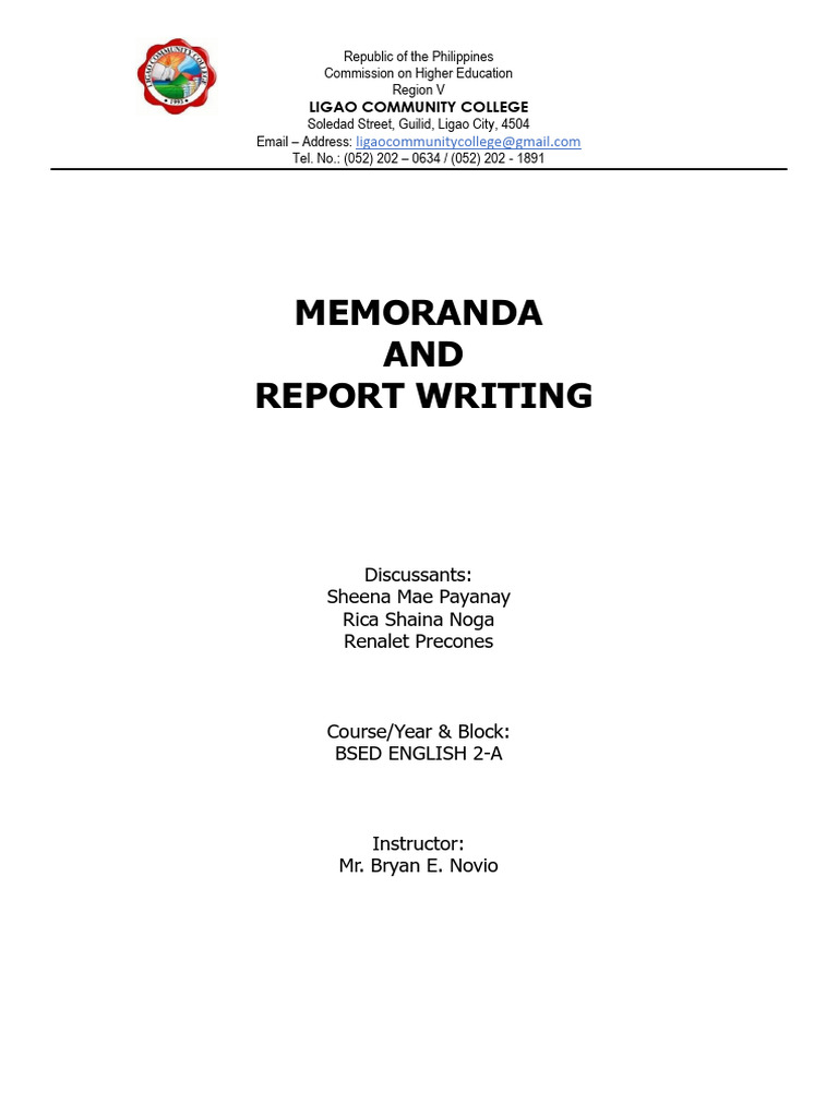 Memorandum and Report Writing Guide | PDF | Memorandum | Information