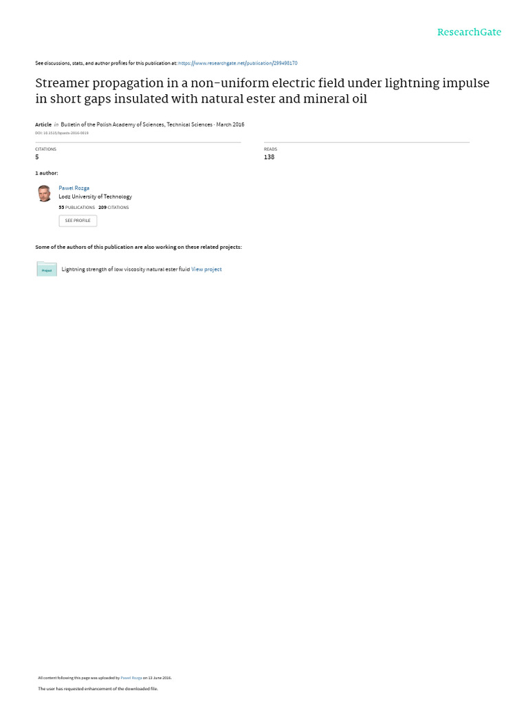 Streamer Propagation in Dielectrics | PDF | Electrical Breakdown ...