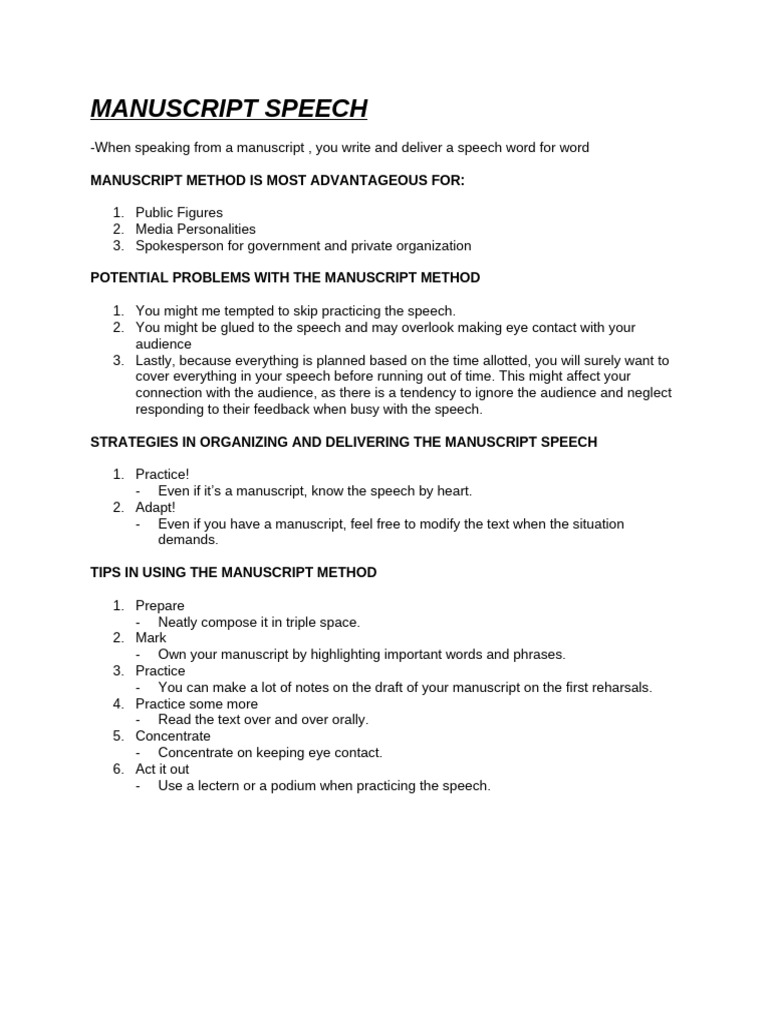 Effective Manuscript Speech Techniques | PDF