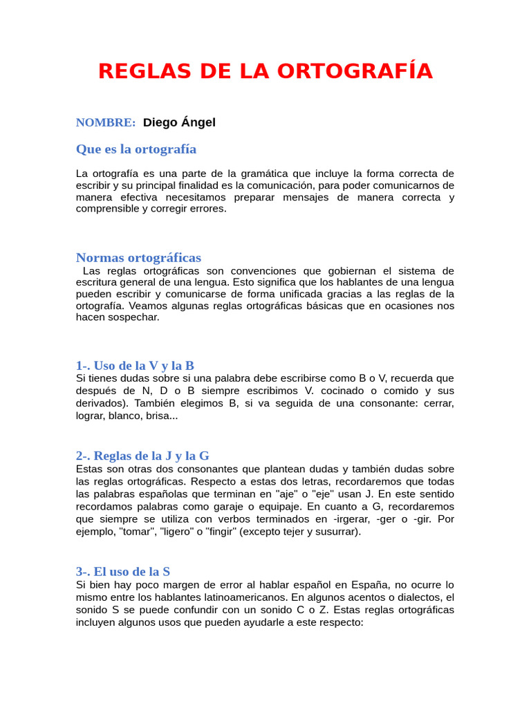 Reglas Básicas de Ortografía | PDF | Ortografía | Lingüística