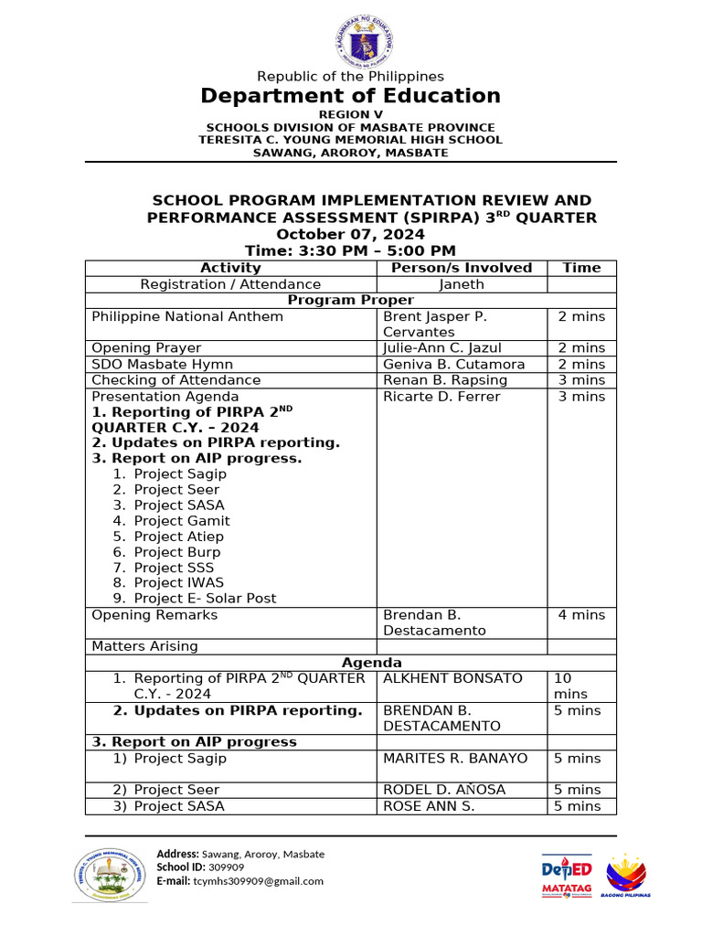 3RD SPIRPA PROGRAM_1 | PDF