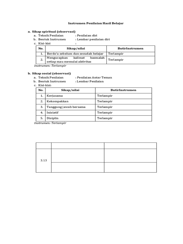 Instrumen Penilaian Hasil Belajar | PDF | Karier & Perkembangan