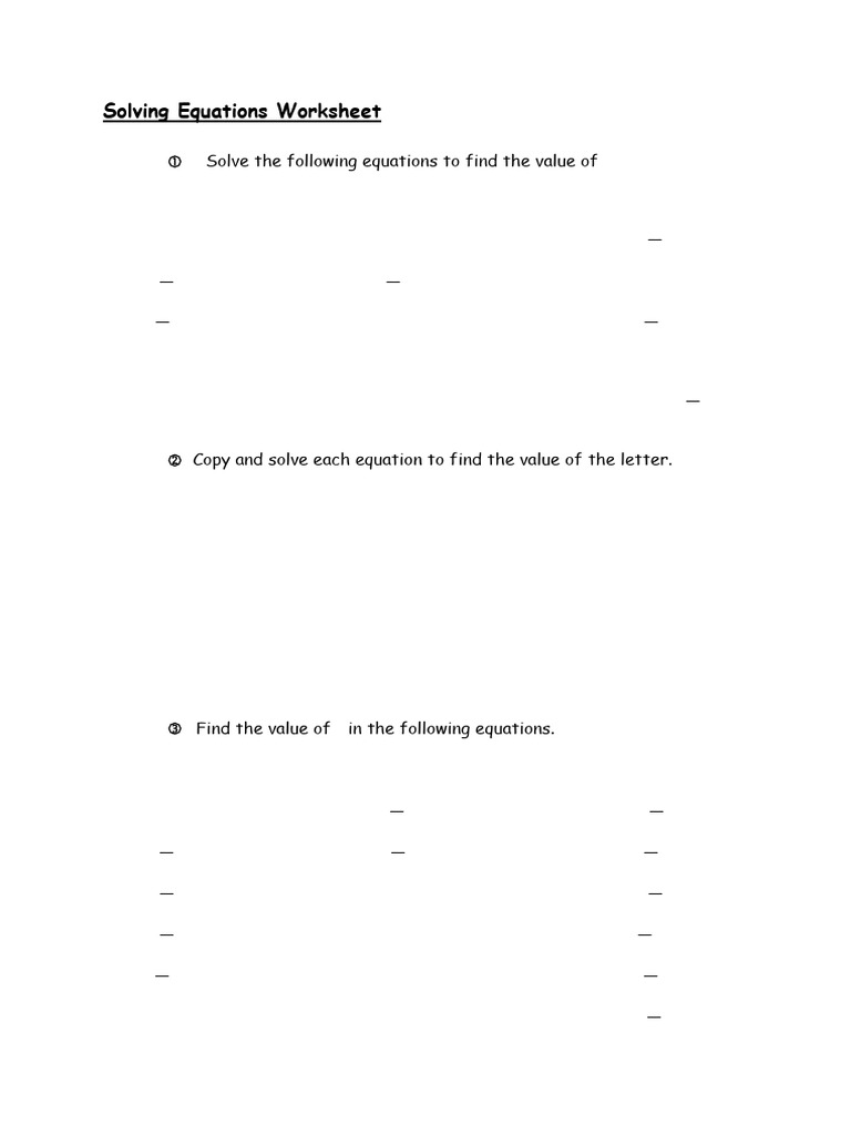 Equations-Worksheet extra sheet | PDF