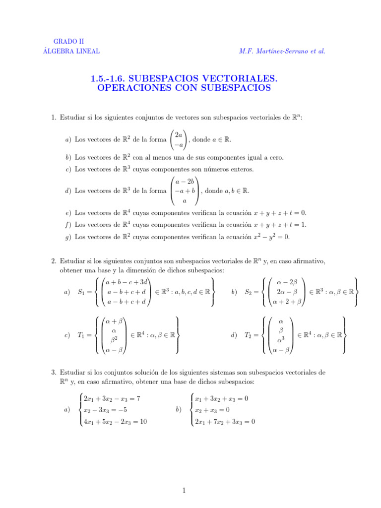 Ejer 1.5.1.6 2324 | PDF | Espacio vectorial | Base (álgebra lineal)