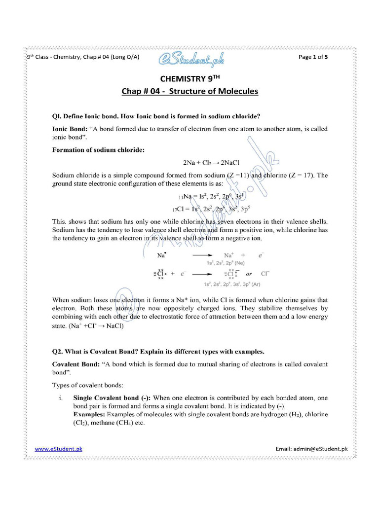 Long QA Ch-4 Chem 9th | PDF