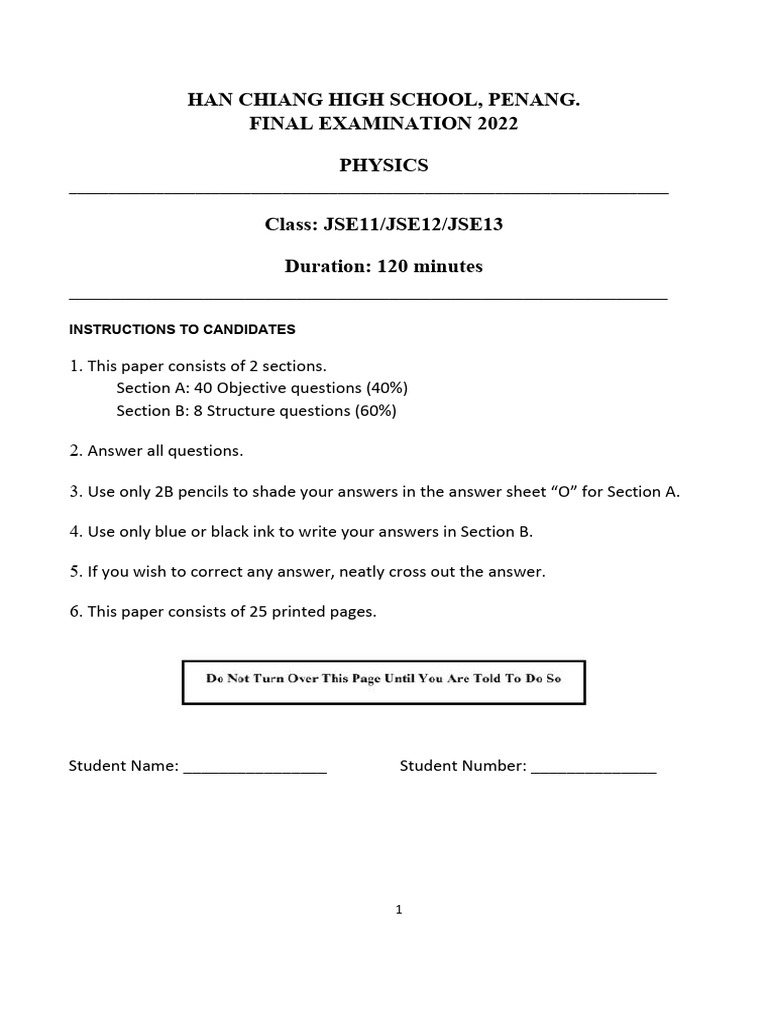 JSE Phy Final Exam 2022 | PDF | Mass | Weight