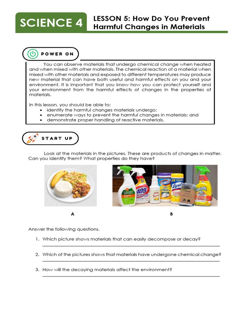 LESSON 5 How Do You Prevent Harmful Changes in Materials | PDF | Waste ...