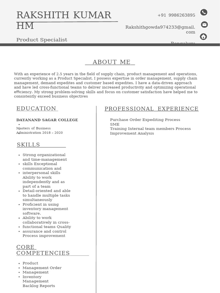 Rakshith Resume | PDF | Supply Chain | Customer