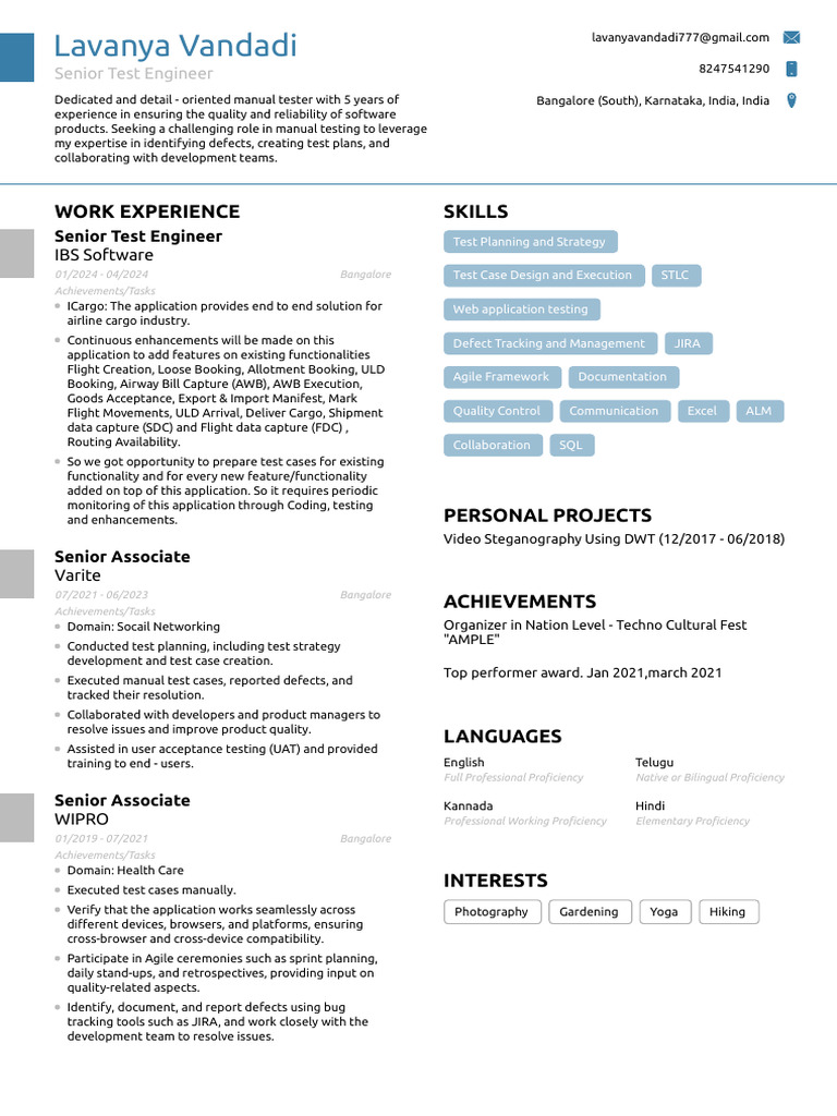 CV Lavanya | PDF | Agile Software Development | Software Development