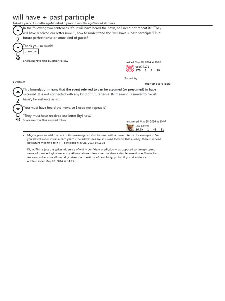 Grammar - Will Have + Past Participle - English Language & Usage Stack ...