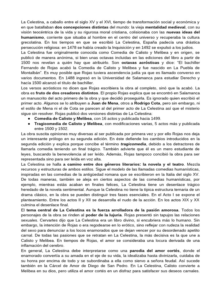 La Celestina - Fernando de Rojas | PDF | Clásicos