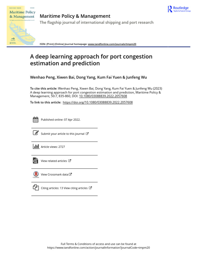 A Deep Learning Approach For Port Congestion Estimation And Prediction Pdf Artificial Neural
