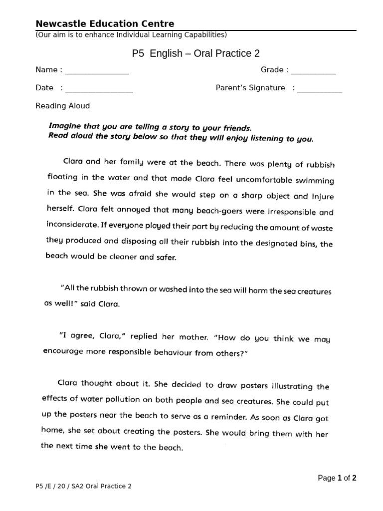 P5 E 20 SA2 Oral Practice 2 | PDF