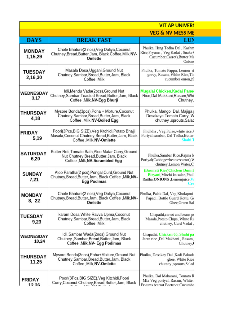 MH April Menu 2024(Revised) | PDF | Pickling | Curry