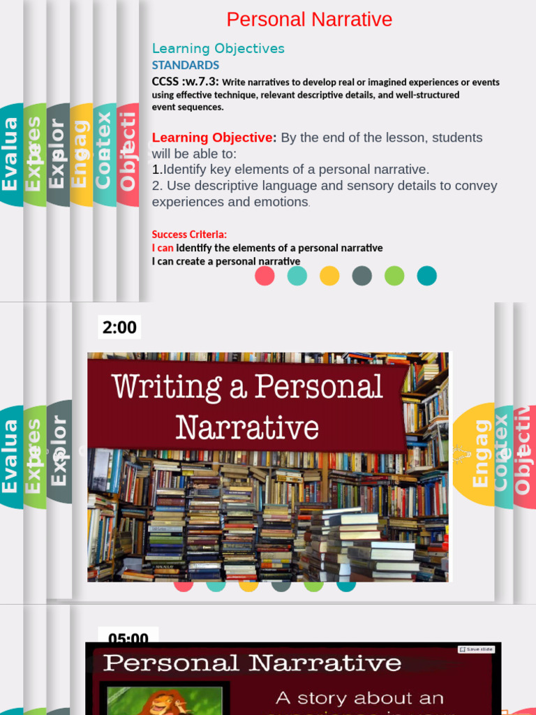 Personal Narrative Writing Guide | PDF | Narrative