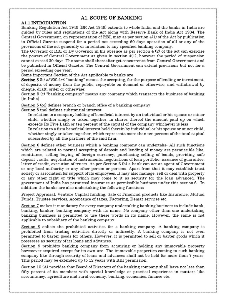 Key Provisions of Banking Regulation Act | PDF | Banks | Reserve Bank ...