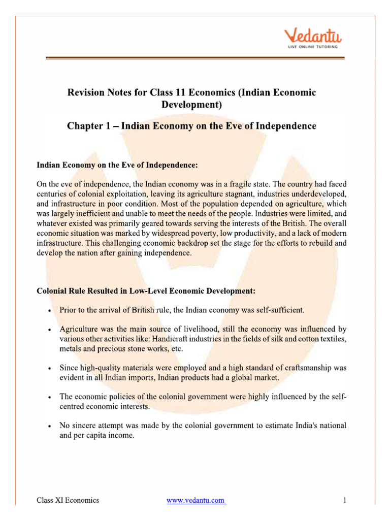 Economics Class 11 Chapter 1 | PDF