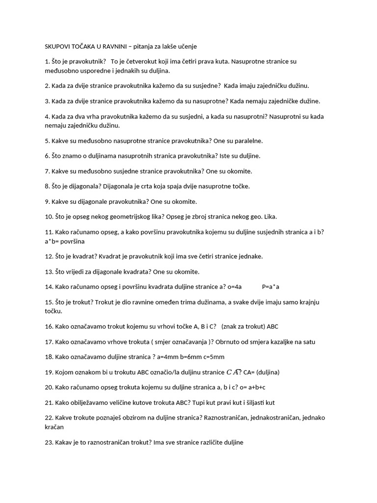 Skupovi Točaka U Ravnini | PDF