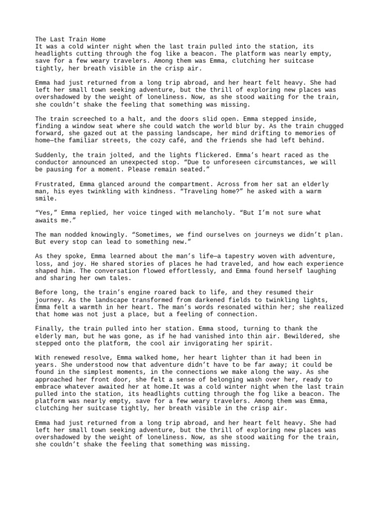 The Last Train Home: A Journey of Connection | PDF | Poetry | General ...
