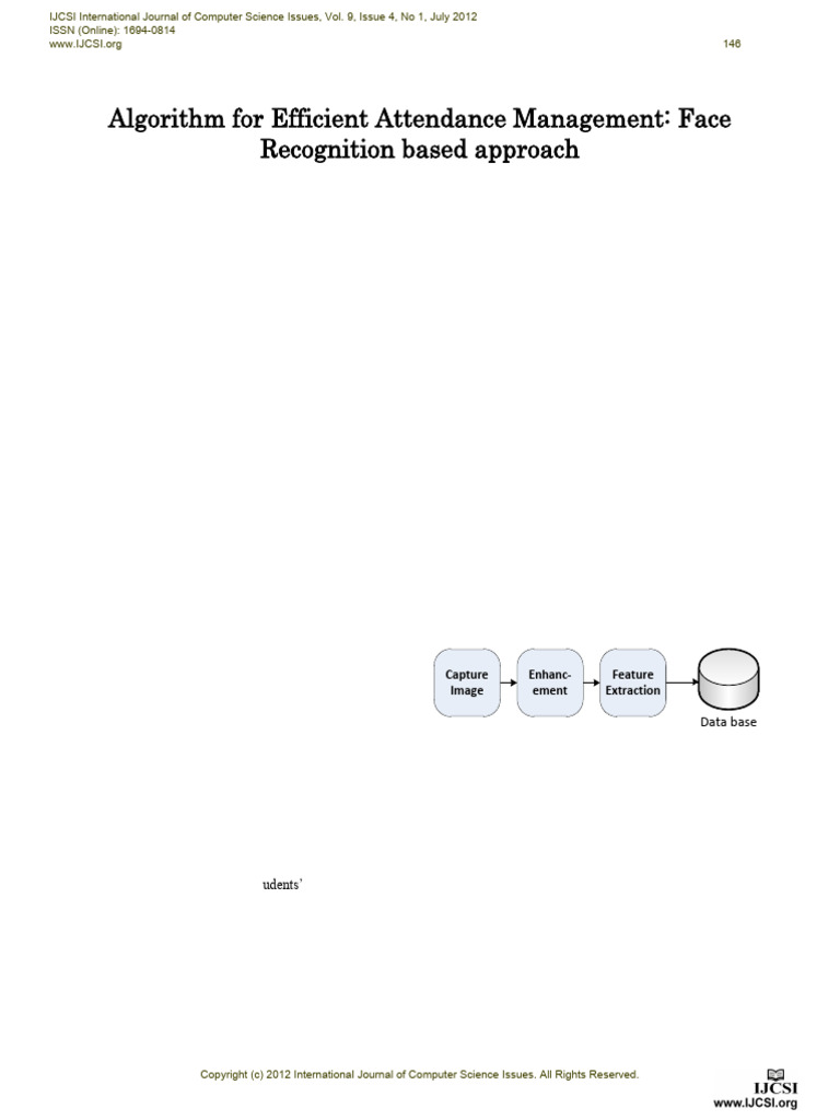Algorithm For Efficient Attendance Management Face Pdf Biometrics Statistical Classification