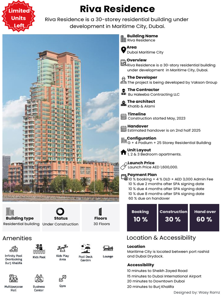 Riva Residence - flyer | PDF | Dubai | Real Estate