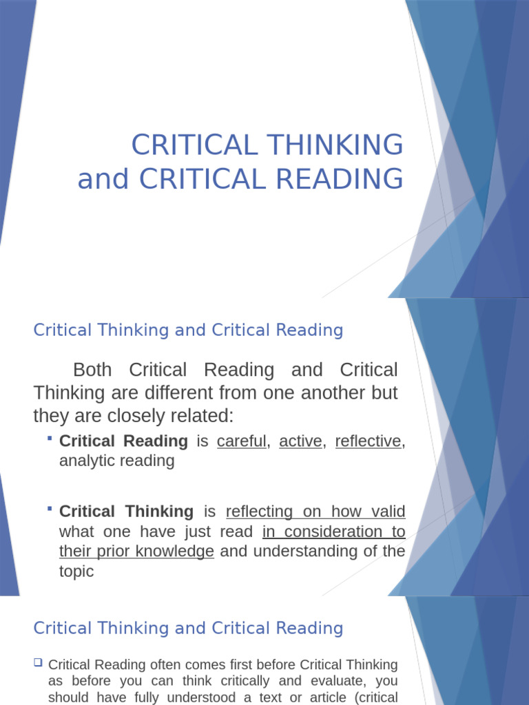 Week16 Citrical Thinking and Critical Reading | PDF | Critical Thinking ...