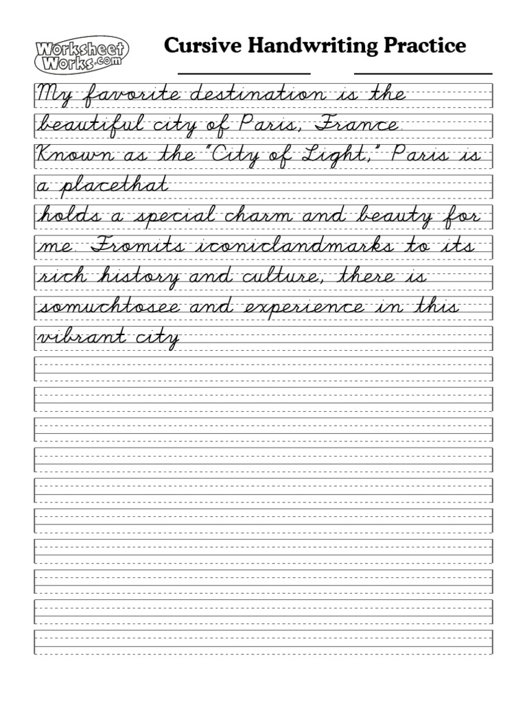 WorksheetWorks Cursive Handwriting Practice 1 | PDF