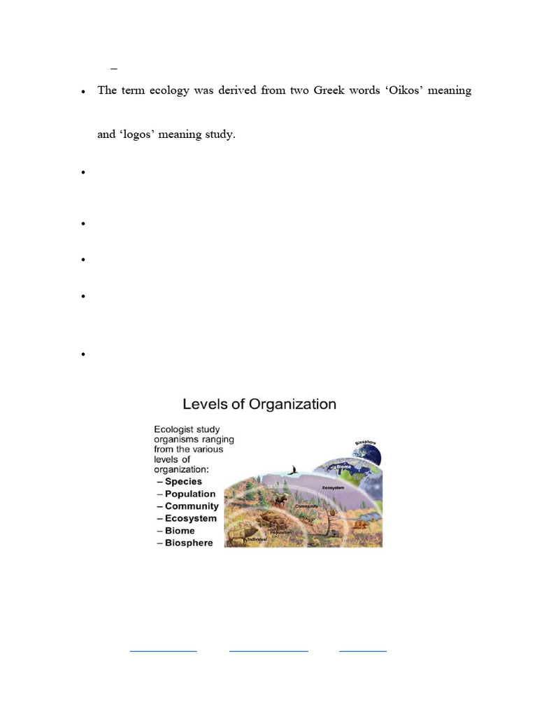 Lecture 2 Ecology Levels, Principles and Organizations | PDF | Natural ...