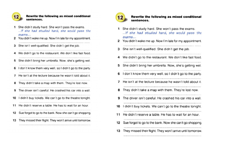 Mixed Conditionals - Class Task | PDF
