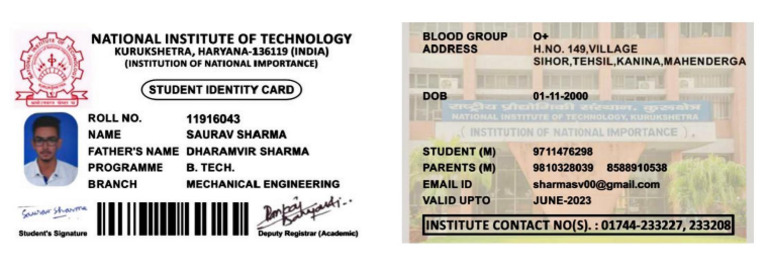 NIT ID Card Saurav | PDF