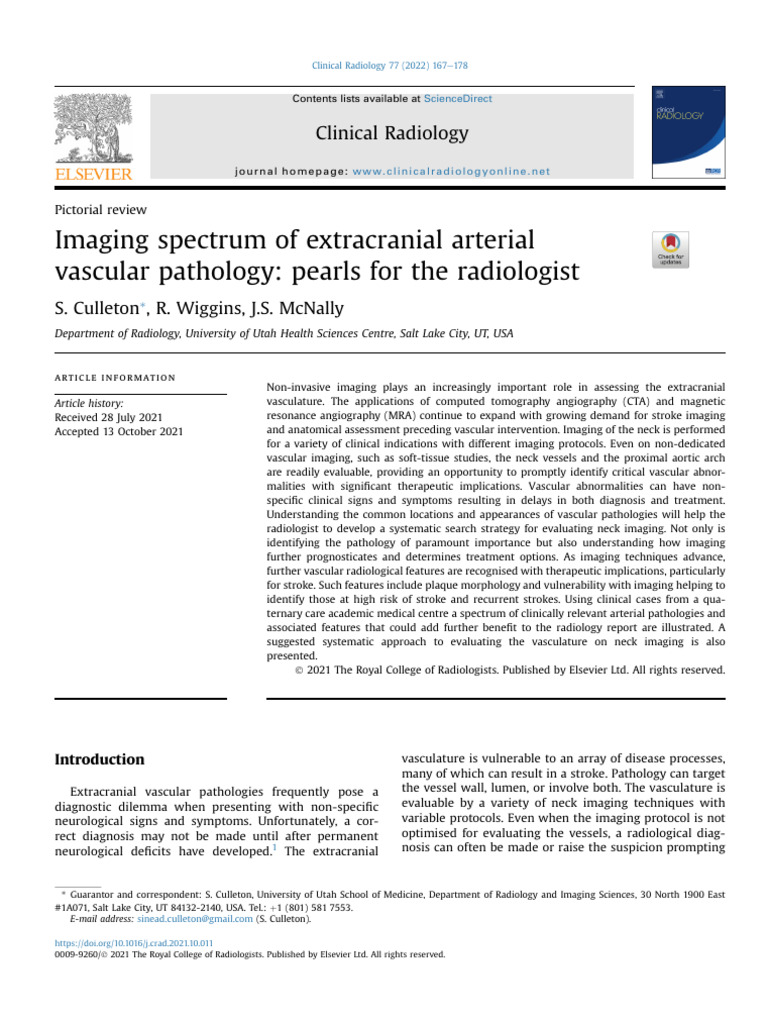 Imaging Spectrum of Extracranial Arterial | PDF | Atheroma | Medical ...