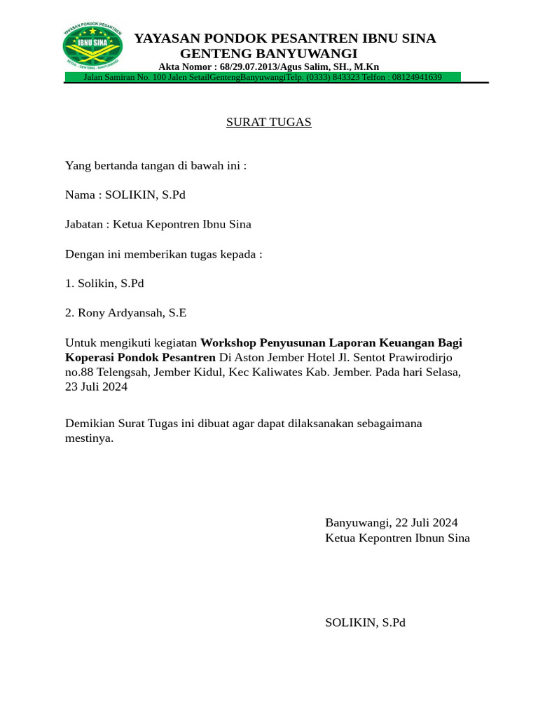 Surat Tugas | PDF