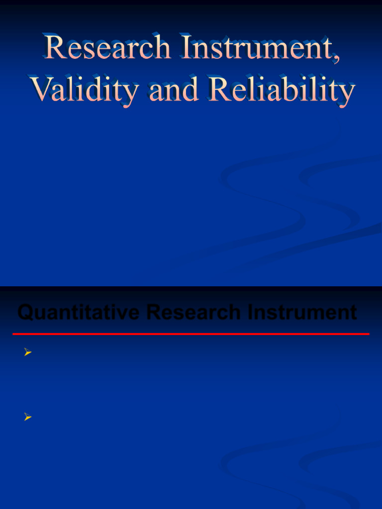 Quantitative Research Tools Guide | PDF | Validity (Statistics ...