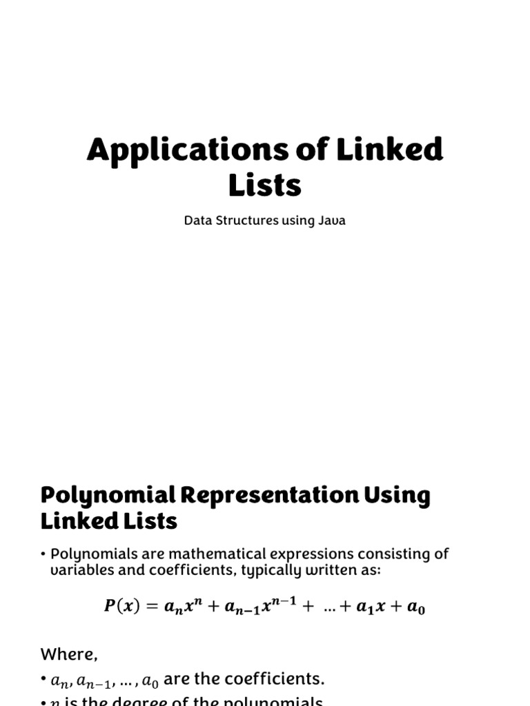Lecture 15 Linkedlist Applications | PDF