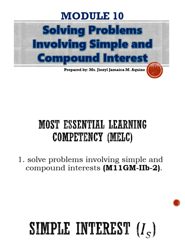 Q2 GenMath Module 10 Solving Problems Involving Simple Compound Interest | PDF | Interest ...
