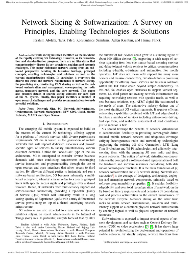 Network Slicing and Softwarization - A Survey On Principles - Enabling Technologies - and ...