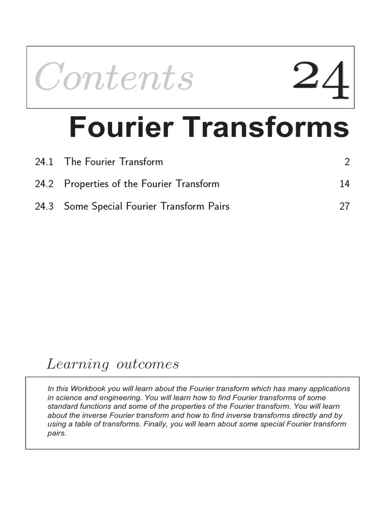 HELM Workbook 24 Fourier Transforms | PDF | Fourier Transform | Fourier Series
