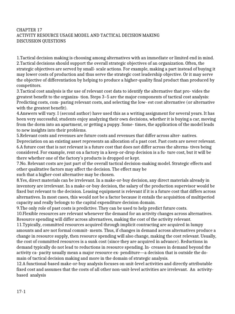 Tactical Decision Making Guide | PDF | Expense | Financial Accounting