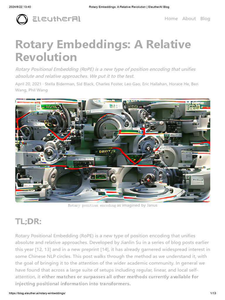 Rotary Embeddings - A Relative Revolution - EleutherAI Blog | PDF | Euclidean Vector | Functions ...