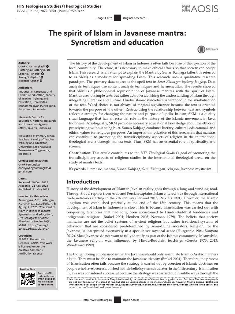 The Spirit of Islam in Javanese Mantra S | PDF | Mantra | Prophet