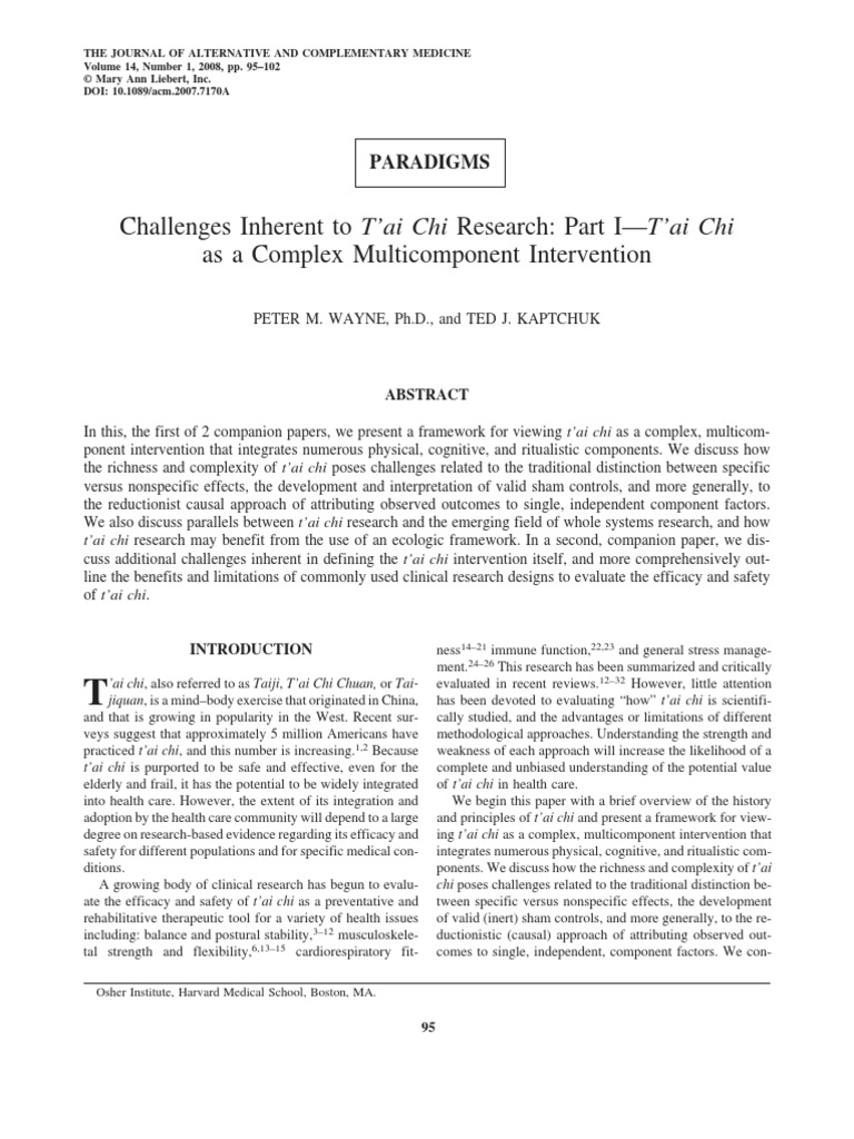 Peter M. Wayne and Ted J. Kaptchuk - Challenges Inherent To T'ai Chi ...