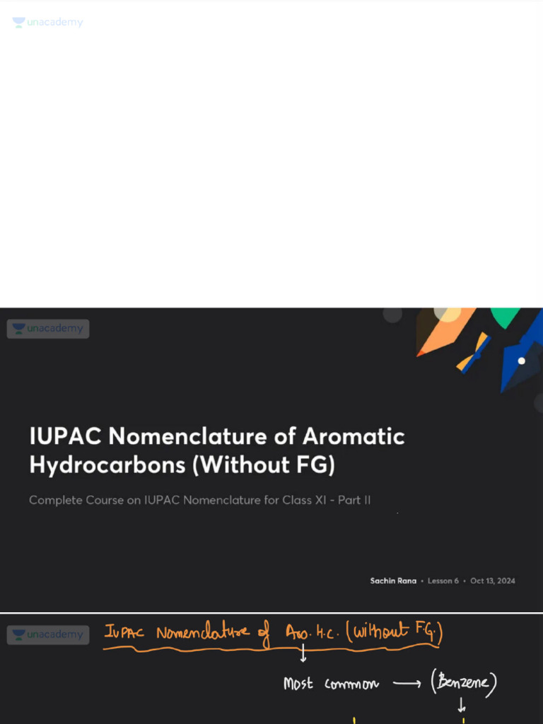 IUPAC Nomenclature of Aromatic Hydrocarbons Without FG With Anno | PDF
